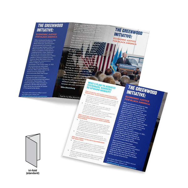 Union-Printed Folded Campaign Brochures - The Blue Deal LLC